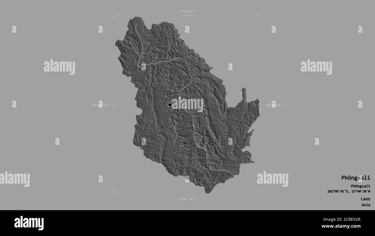 Area of Phôngsali, province of Laos, isolated on a solid background in ...