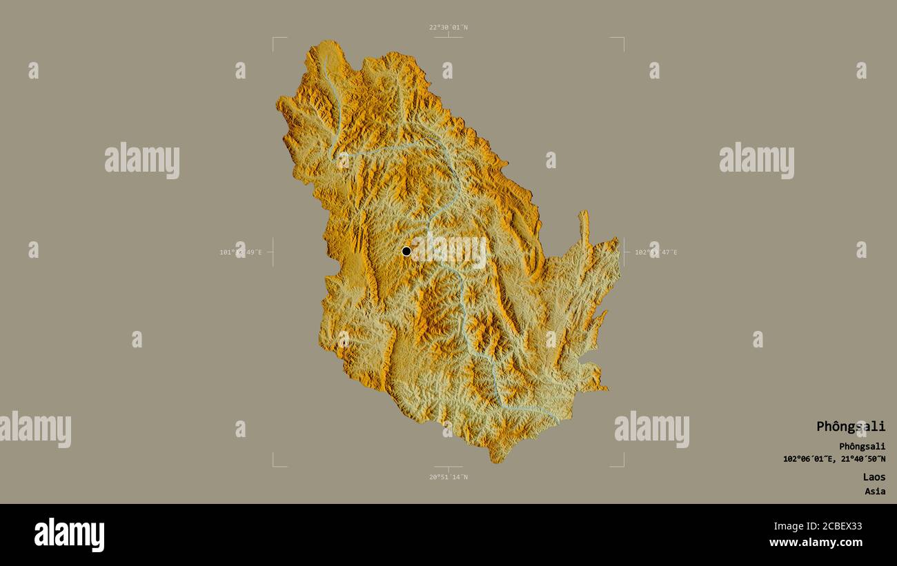 Area of Phôngsali, province of Laos, isolated on a solid background in ...