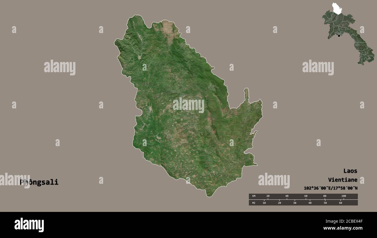 Shape of Phôngsali, province of Laos, with its capital isolated on ...