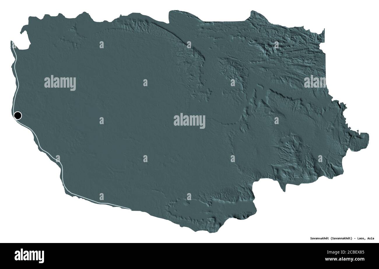 Shape of Savannakhét, province of Laos, with its capital isolated on ...