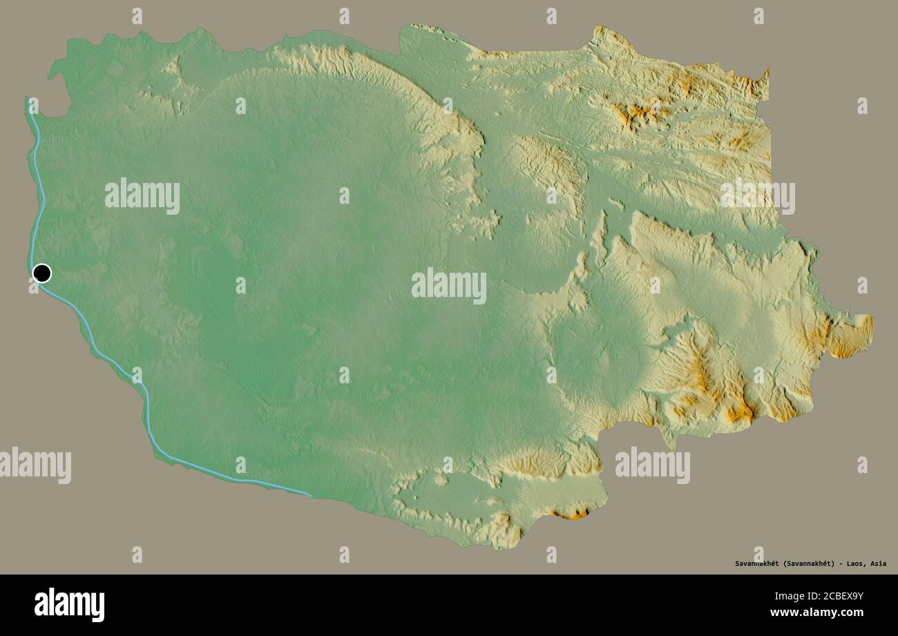 Shape of Savannakhét, province of Laos, with its capital isolated on a ...
