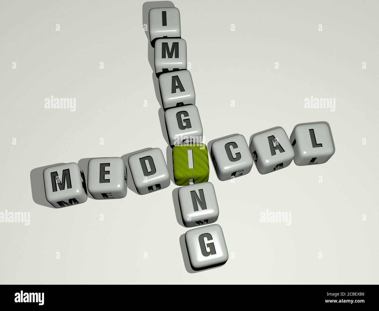 MEDICAL IMAGING crossword by cubic dice letters - 3D illustration for ...