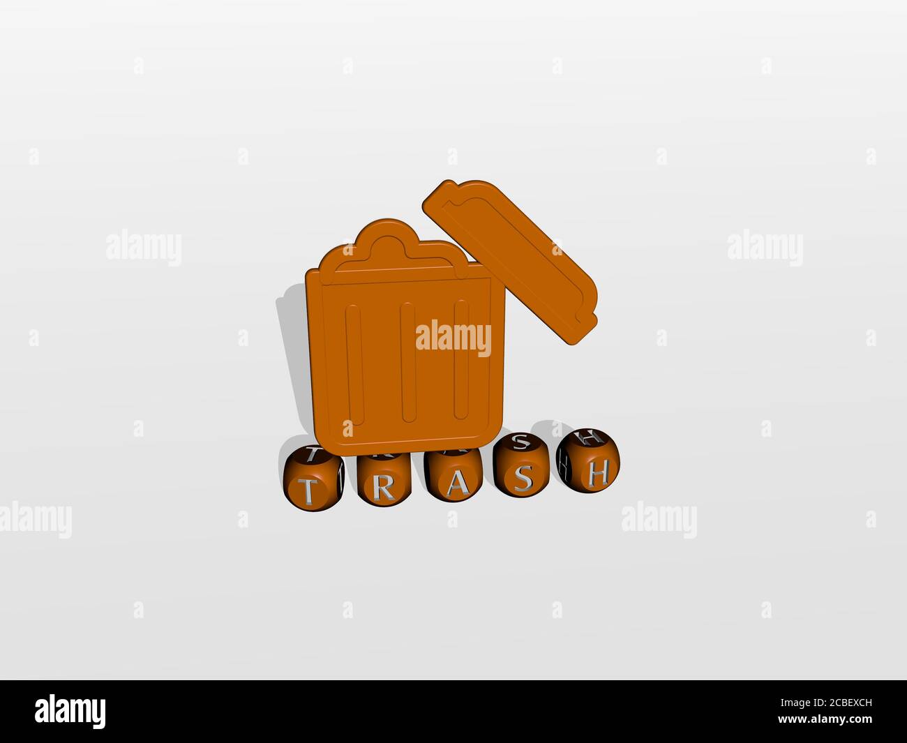 trash cubic letters with 3D icon on the top - 3D illustration for ...