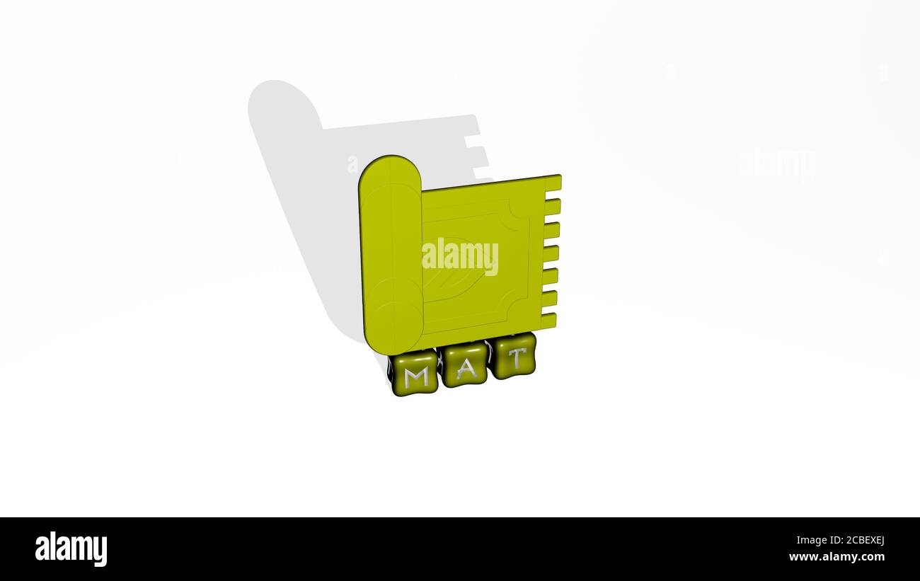 MAT 3D icon object on text of cubic letters - 3D illustration for ...