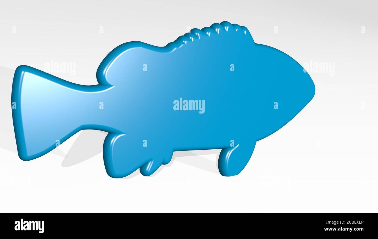 FISH 3D icon casting shadow - 3D illustration for background and animal ...