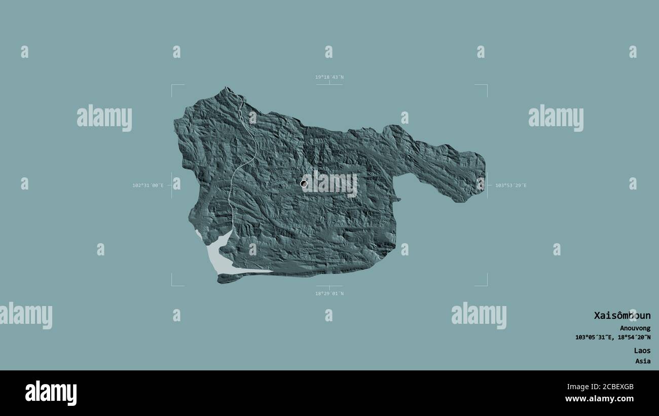 Area of Xaisômboun, special region of Laos, isolated on a solid ...