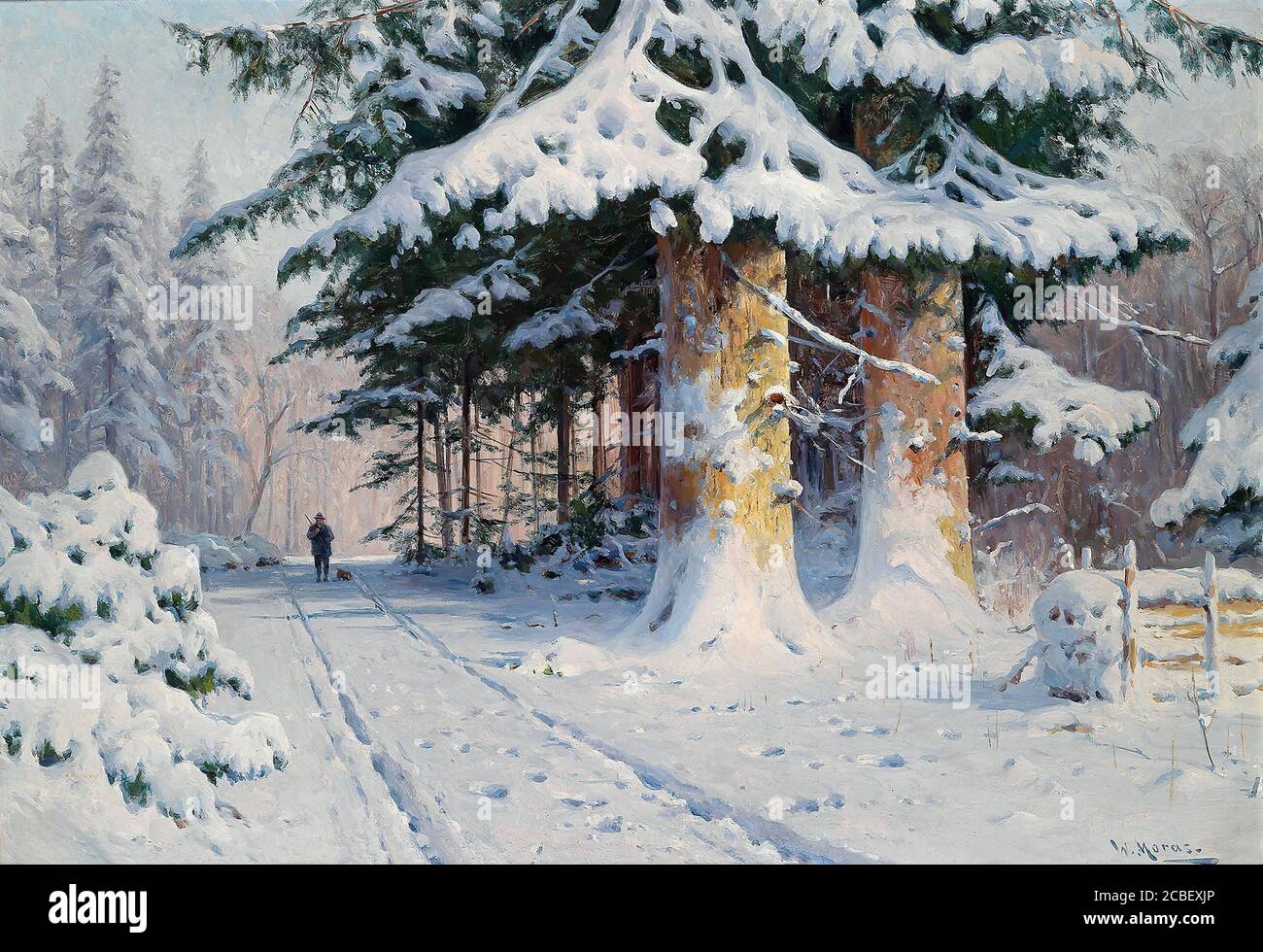 Moras Walter - Hunter in Winter - German School - 19th and Early 20th ...