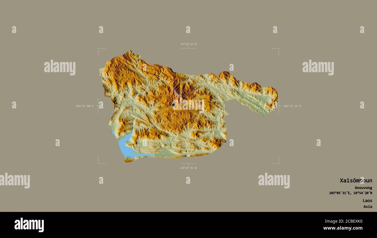 Area of Xaisômboun, special region of Laos, isolated on a solid ...