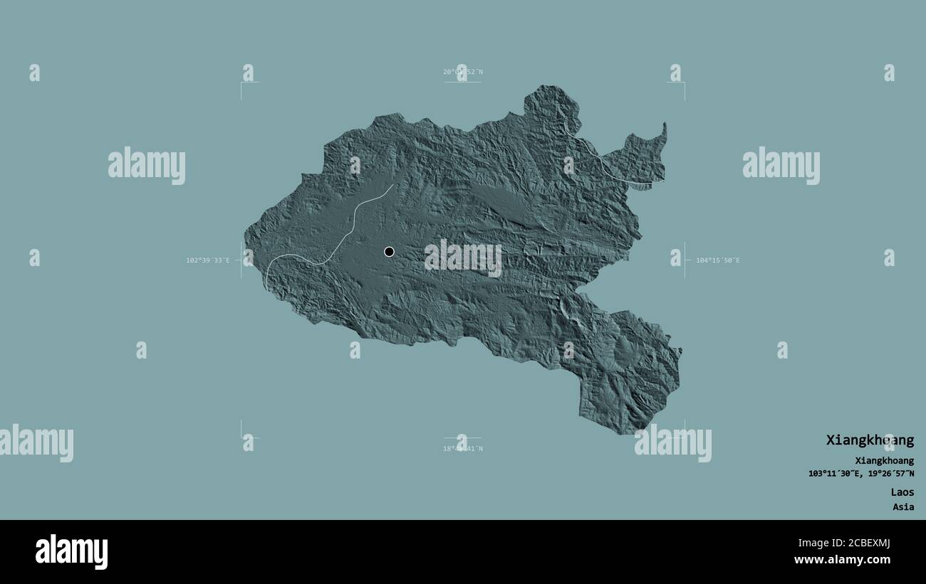 Area of Xiangkhoang, province of Laos, isolated on a solid background ...