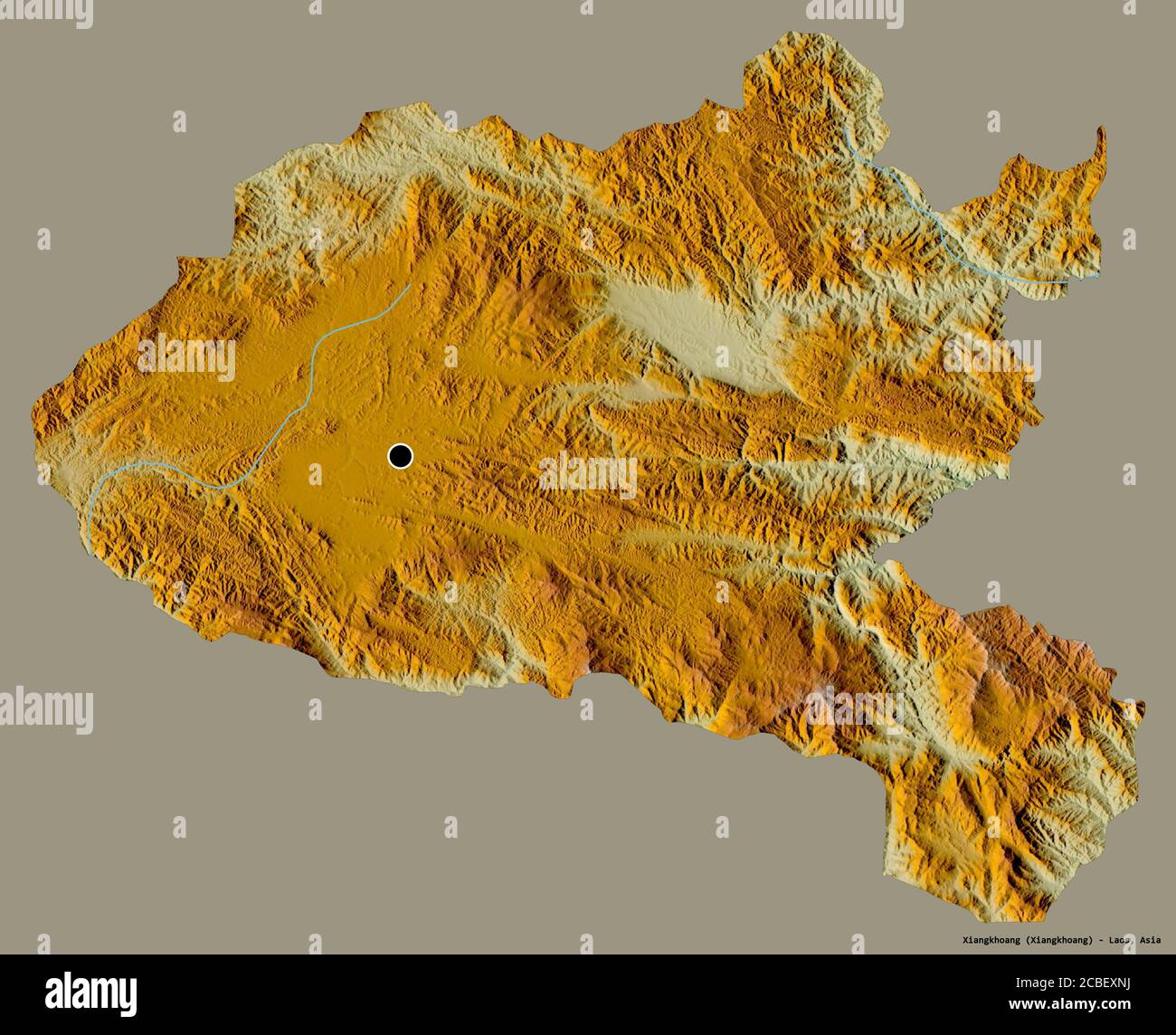 Shape of Xiangkhoang, province of Laos, with its capital isolated on a ...