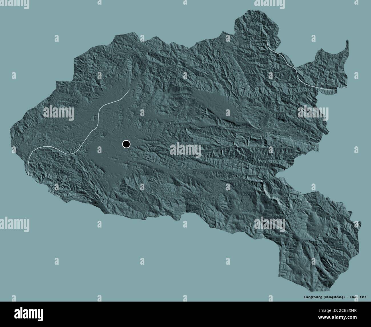 Shape of Xiangkhoang, province of Laos, with its capital isolated on a ...