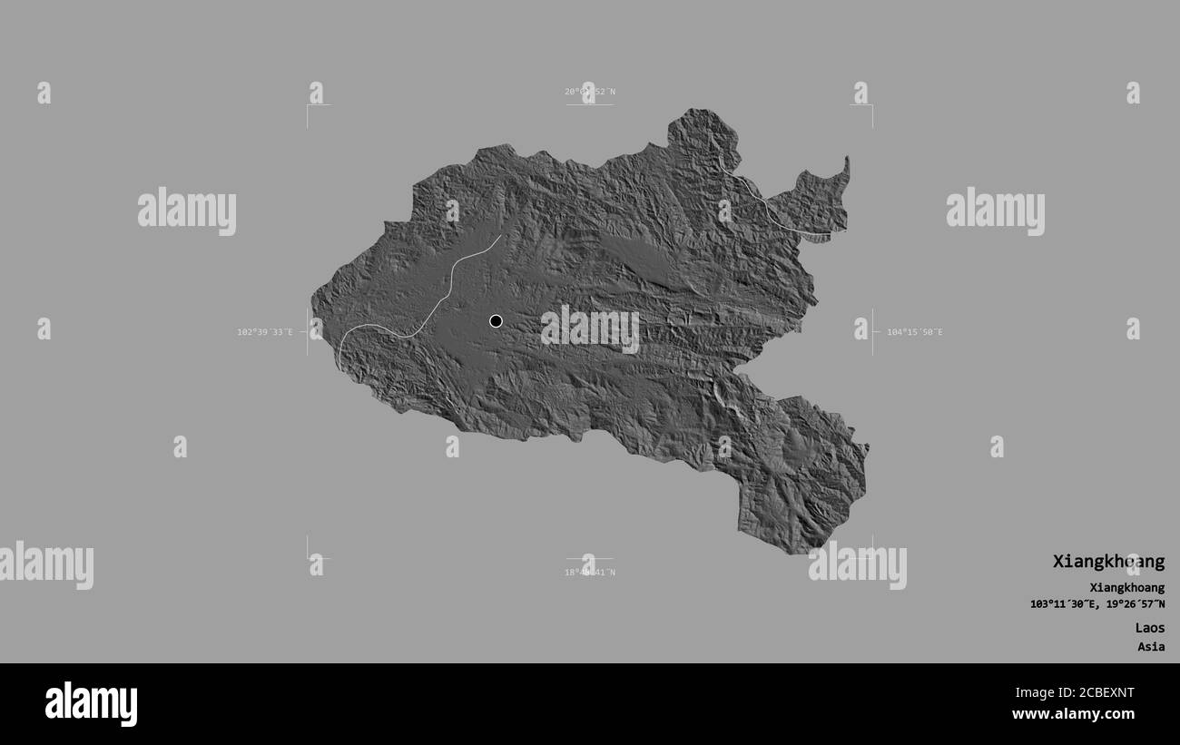 Area of Xiangkhoang, province of Laos, isolated on a solid background ...