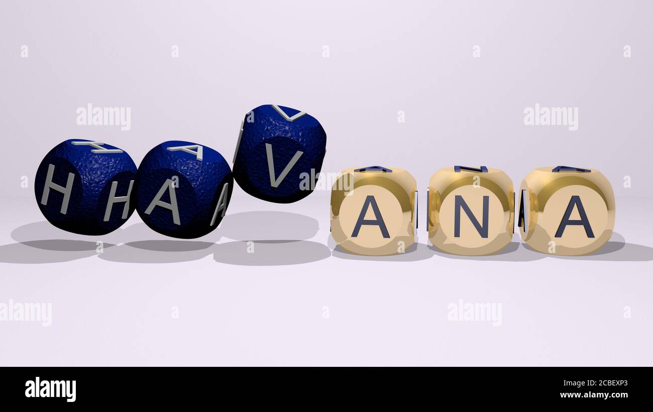 havana dancing cubic letters - 3D illustration for cuba and editorial ...