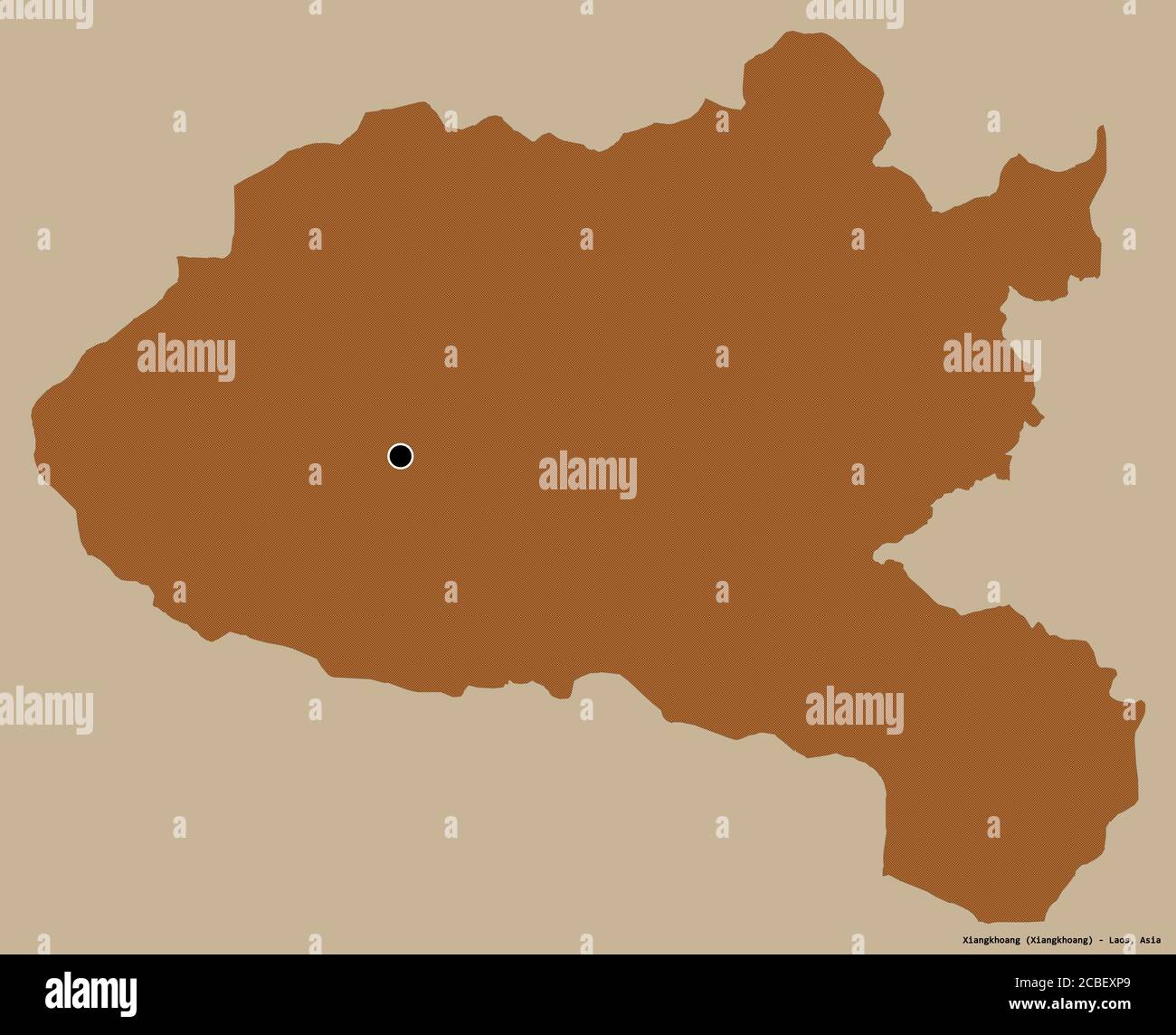Shape of Xiangkhoang, province of Laos, with its capital isolated on a ...