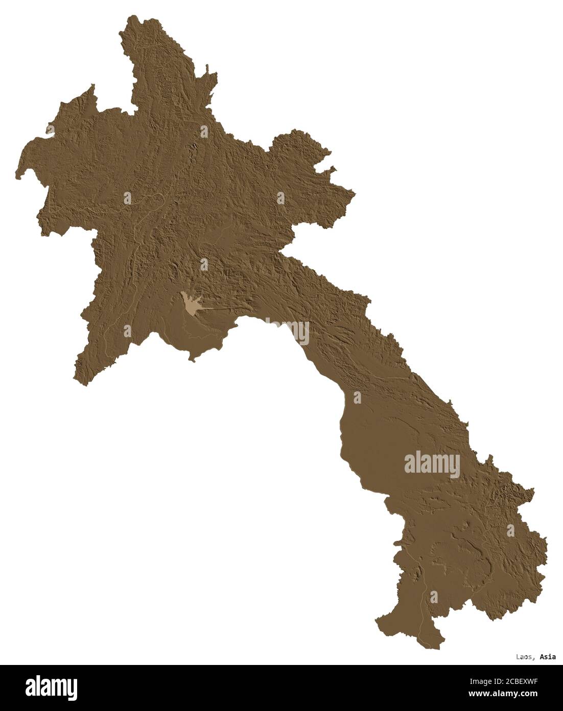 Shape of Laos with its capital isolated on white background. Colored ...