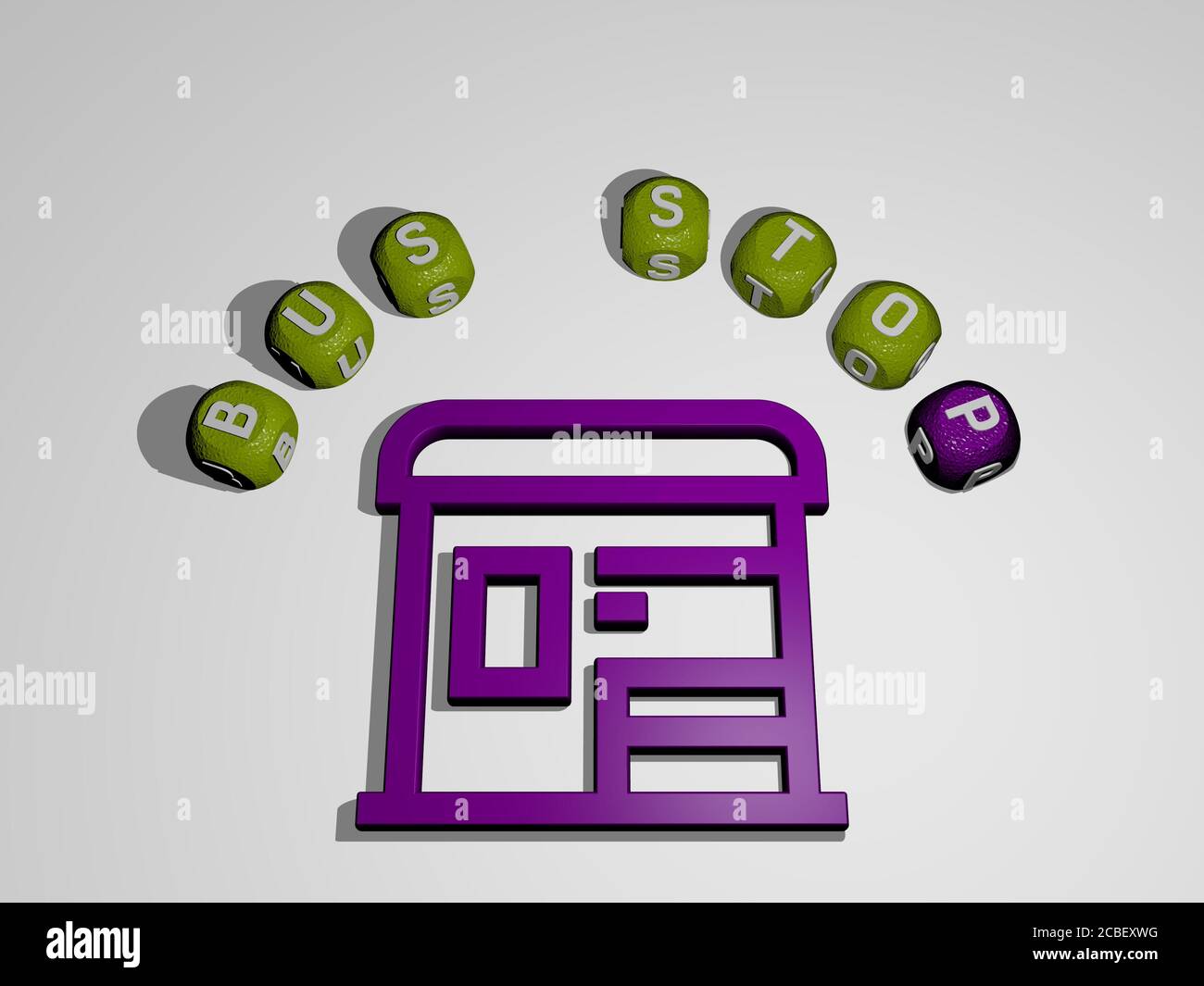 BUS STOP icon surrounded by the text of individual letters - 3D ...