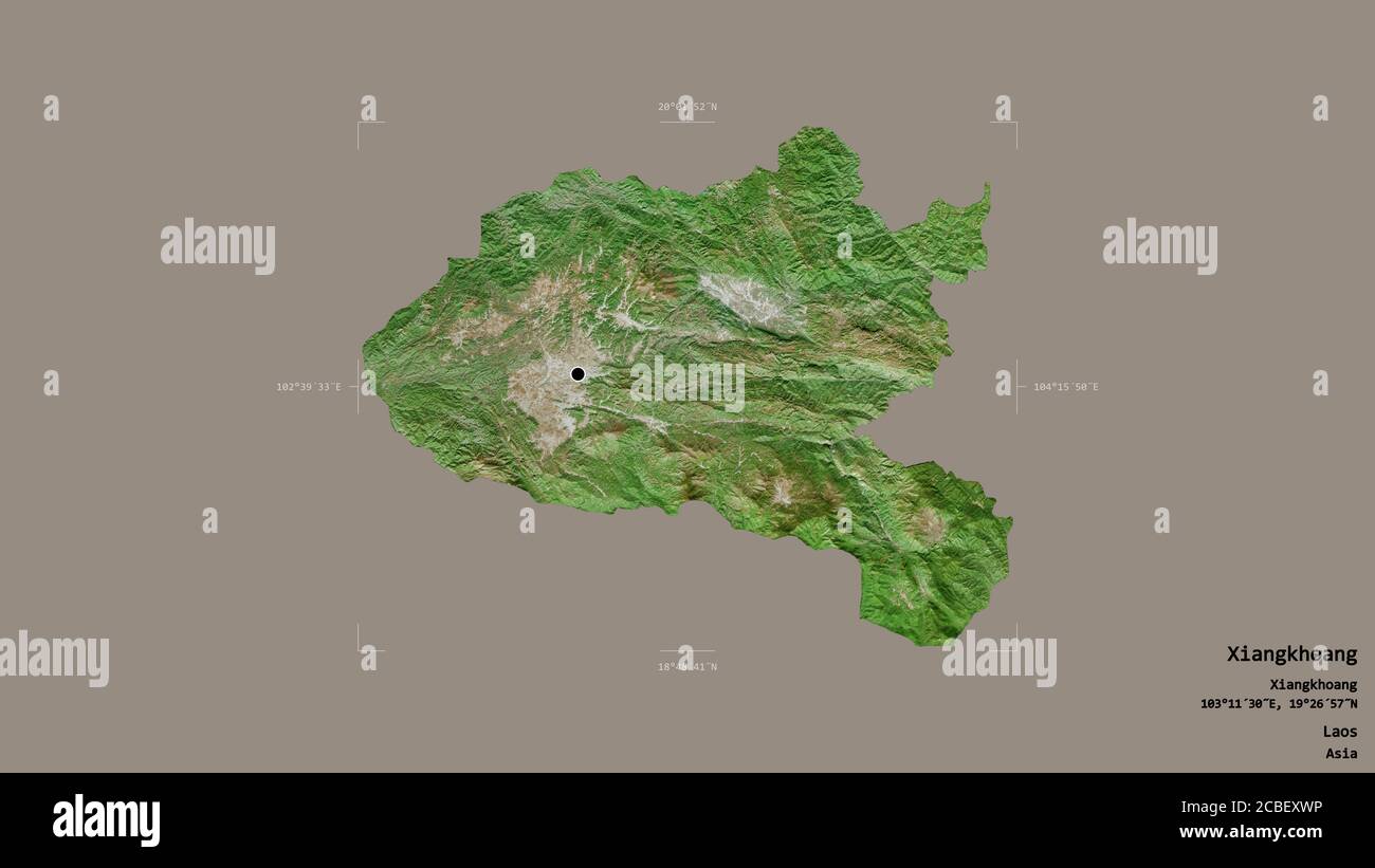 Area of Xiangkhoang, province of Laos, isolated on a solid background ...