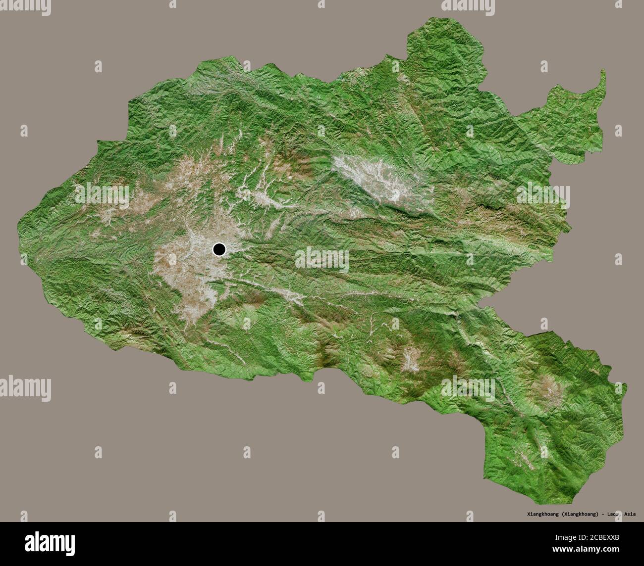 Shape of Xiangkhoang, province of Laos, with its capital isolated on a ...