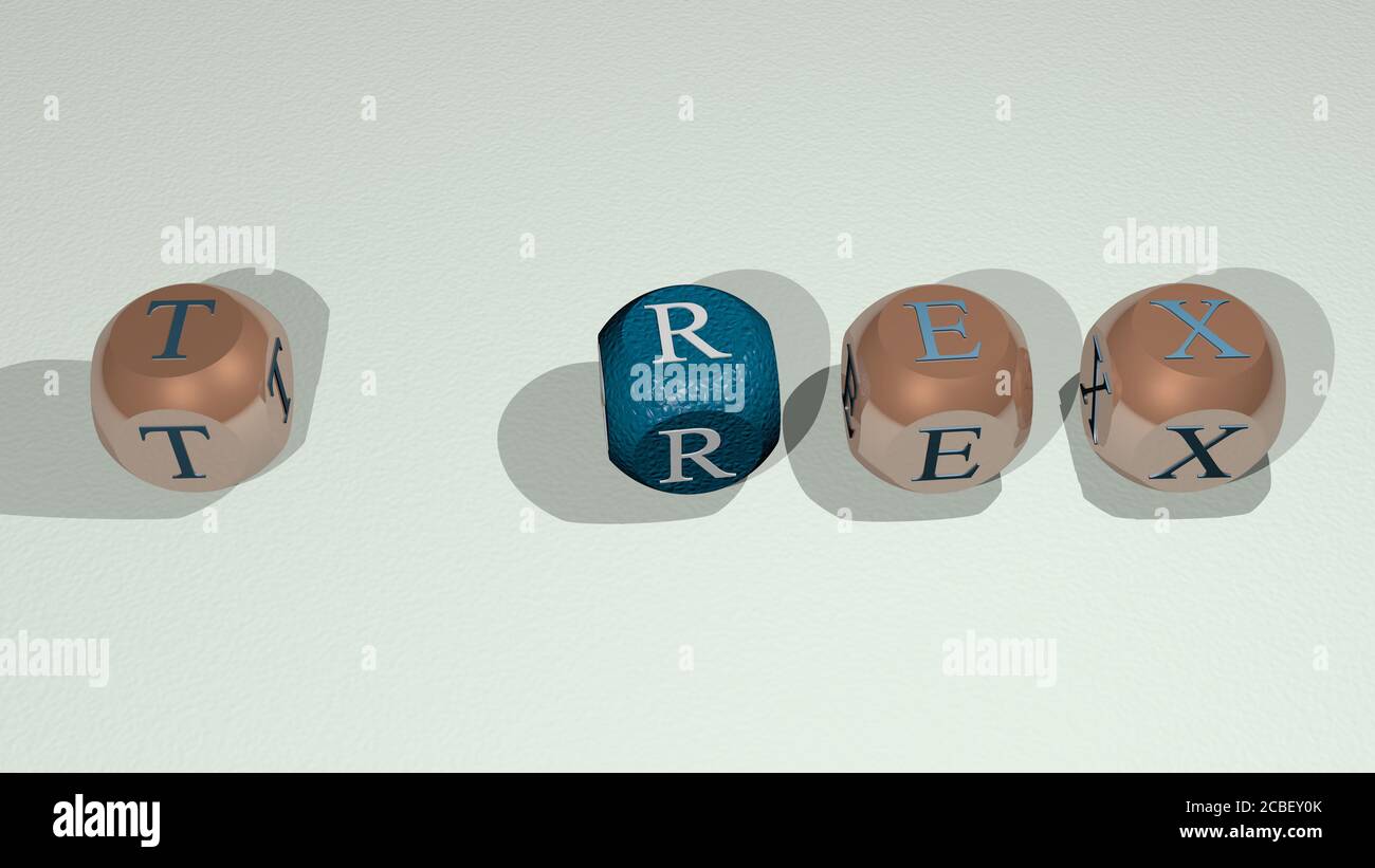 t rex text of cubic individual letters - 3D illustration for background ...