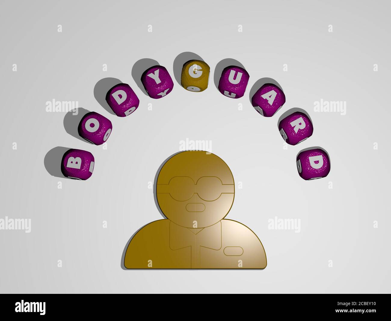 BODYGUARD icon surrounded by the text of individual letters - 3D ...