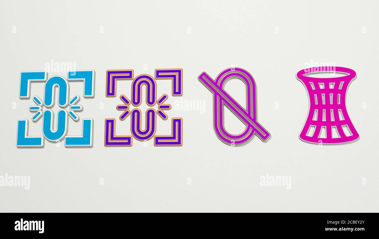 CONSTRAINT 4 icons set - 3D illustration for character and cartoon ...