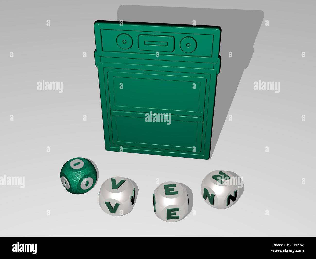 OVEN round text of cubic letters around 3D icon - 3D illustration for ...