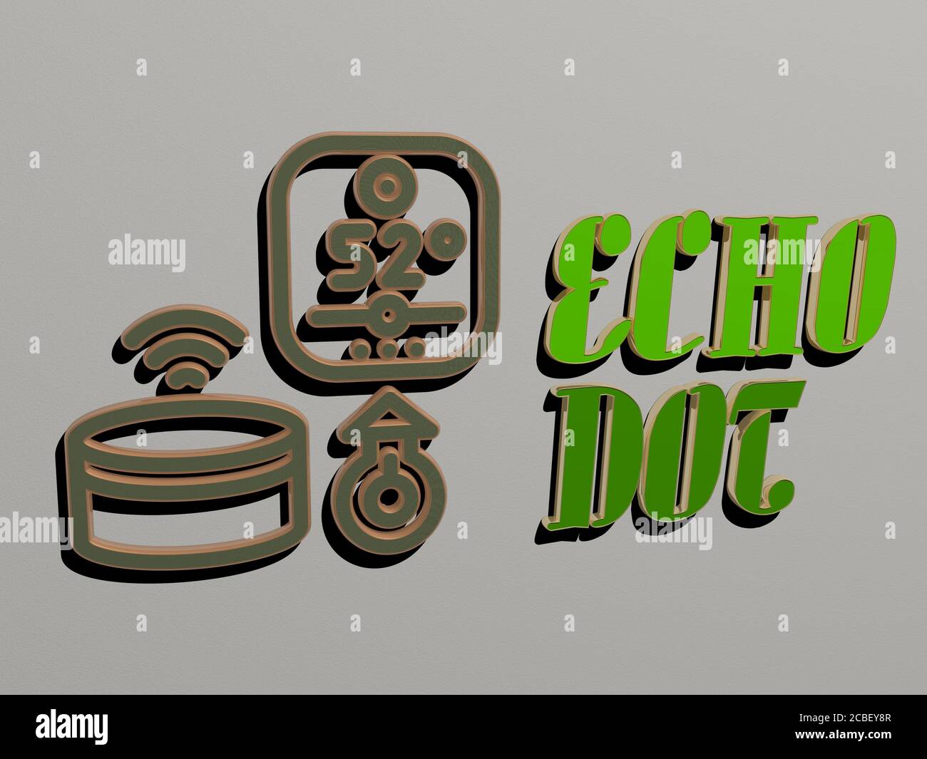 echo dot icon and text on the wall - 3D illustration for background and ...