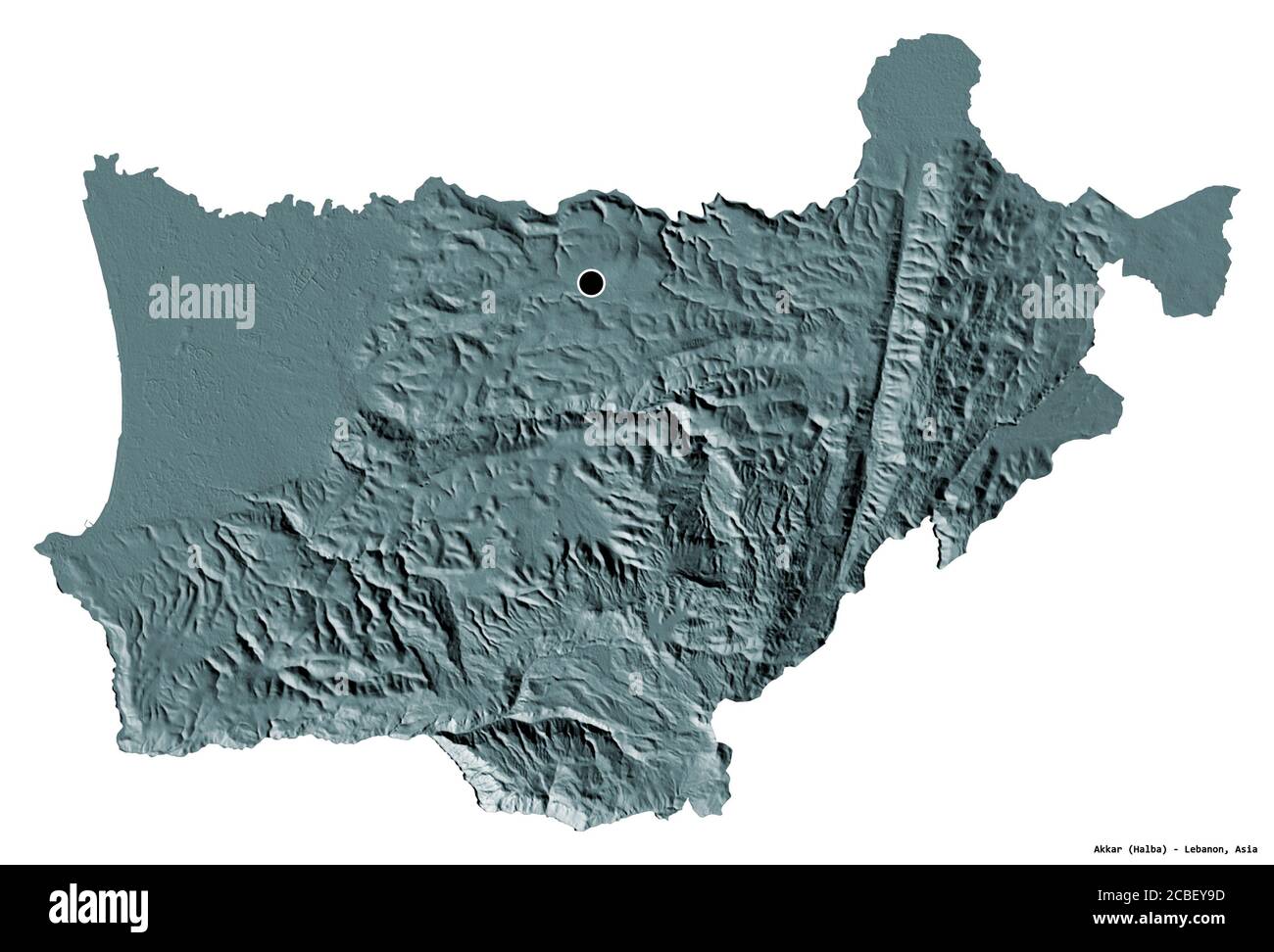 Shape of Akkar, governorate of Lebanon, with its capital isolated on ...