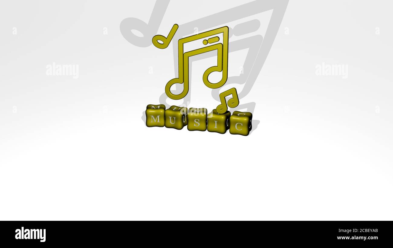 MUSIC 3D icon object on text of cubic letters - 3D illustration for ...