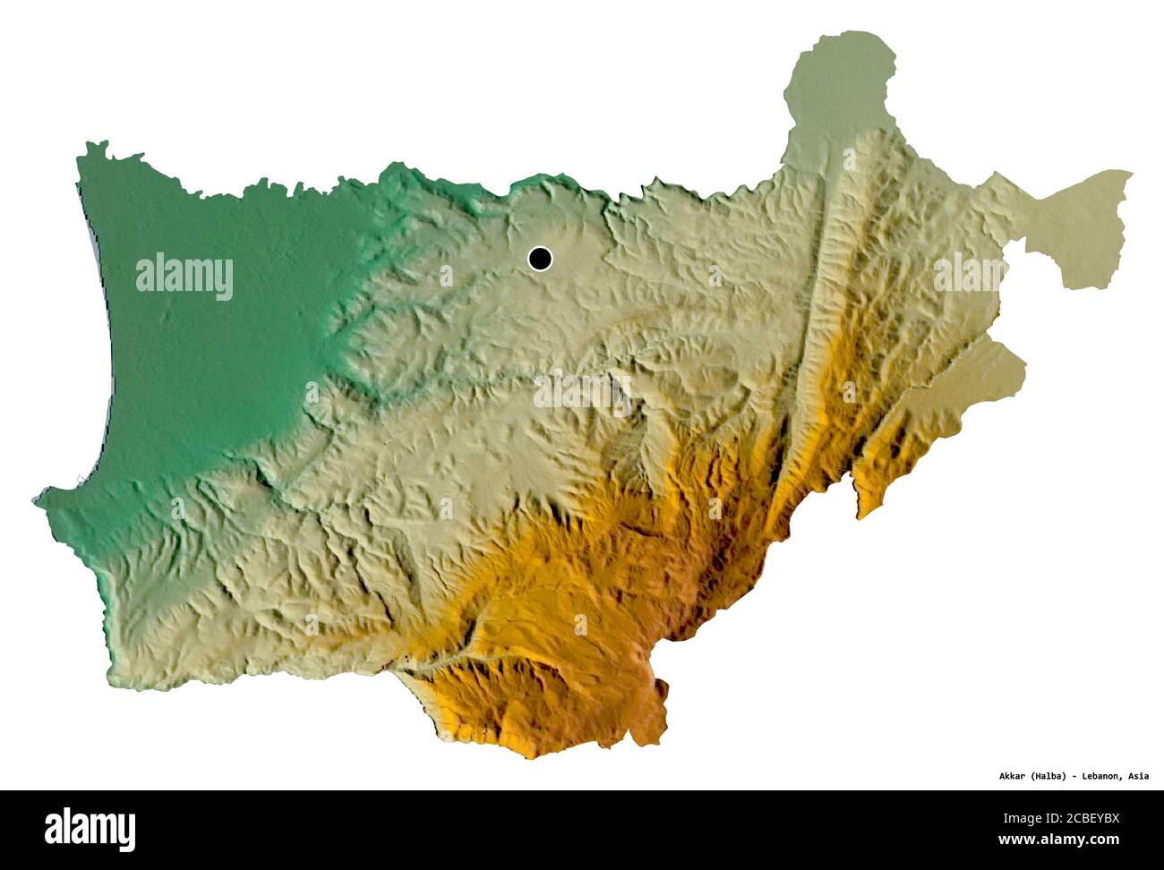 Shape of Akkar, governorate of Lebanon, with its capital isolated on ...