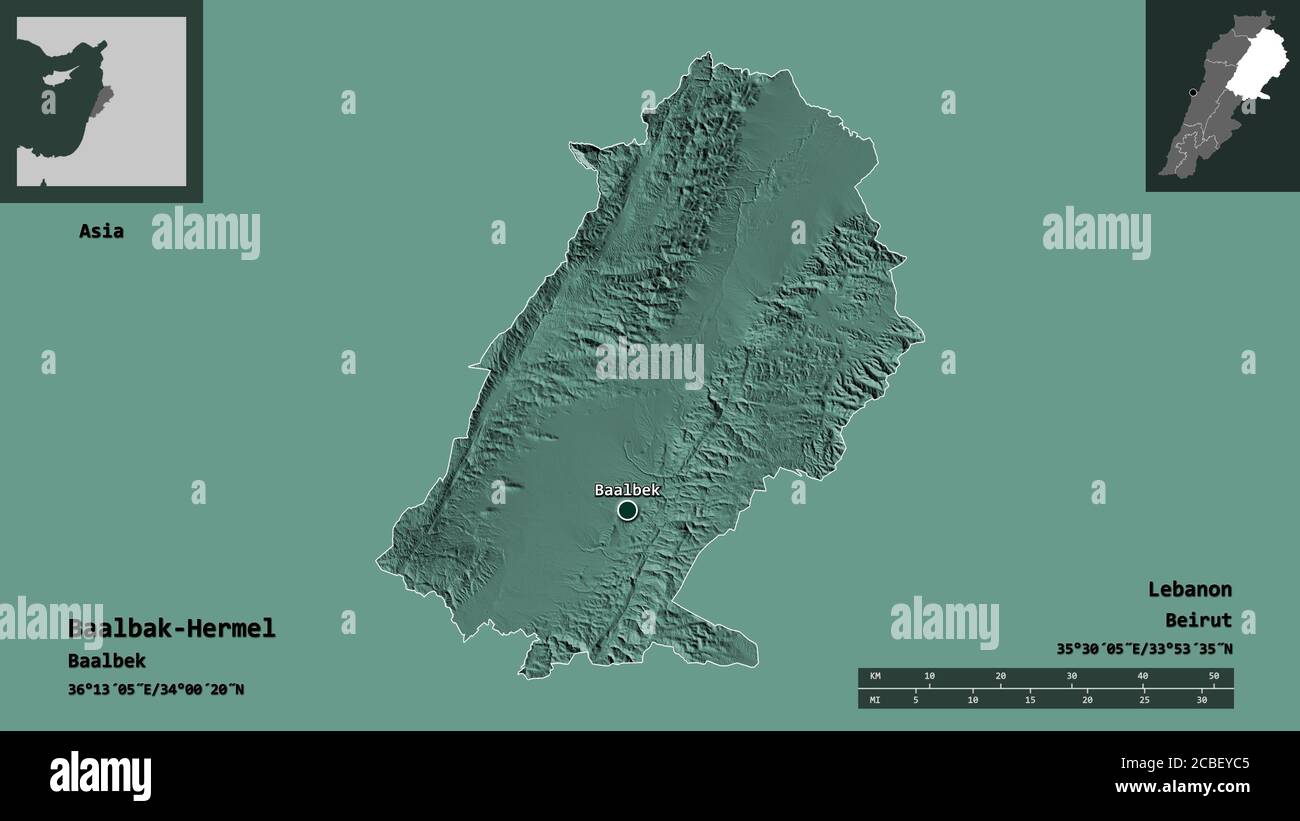 Shape of Baalbak-Hermel, governorate of Lebanon, and its capital ...