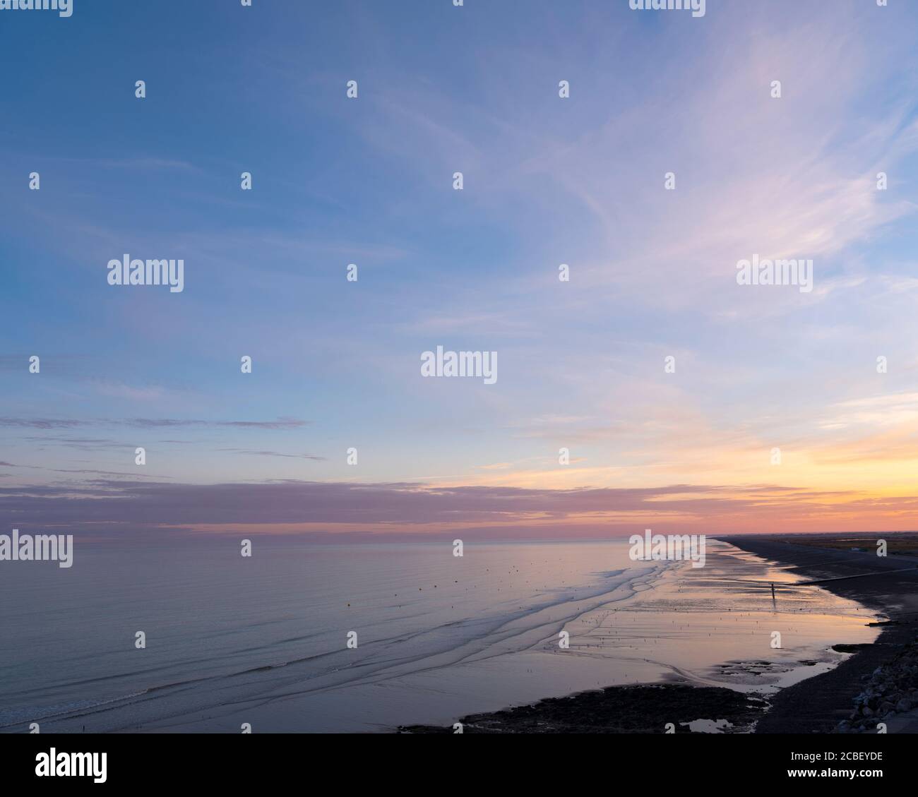 sunrise at onival beach in french normandy Stock Photo - Alamy