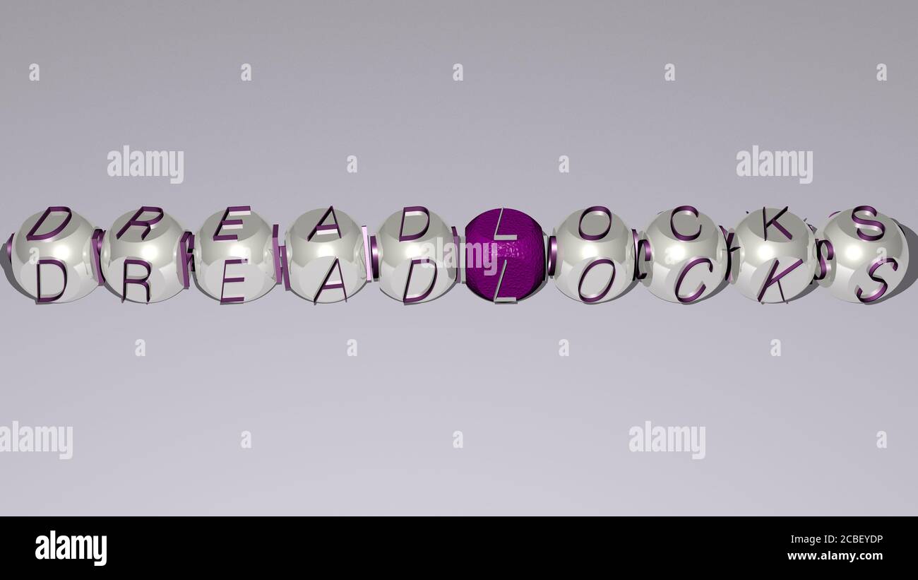 dreadlocks text by cubic dice letters - 3D illustration for african and ...