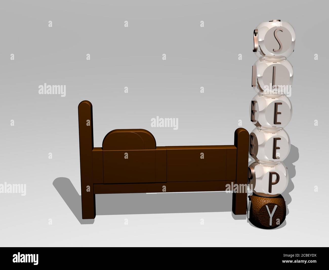 SLEEPY 3D icon beside the vertical text of individual letters - 3D ...