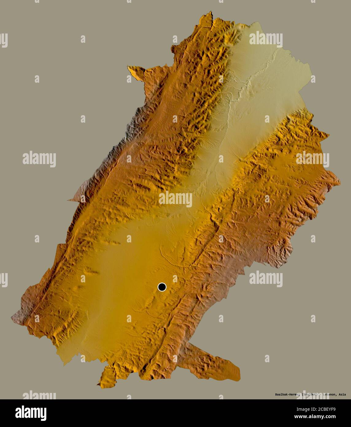 Shape of Baalbak-Hermel, governorate of Lebanon, with its capital ...