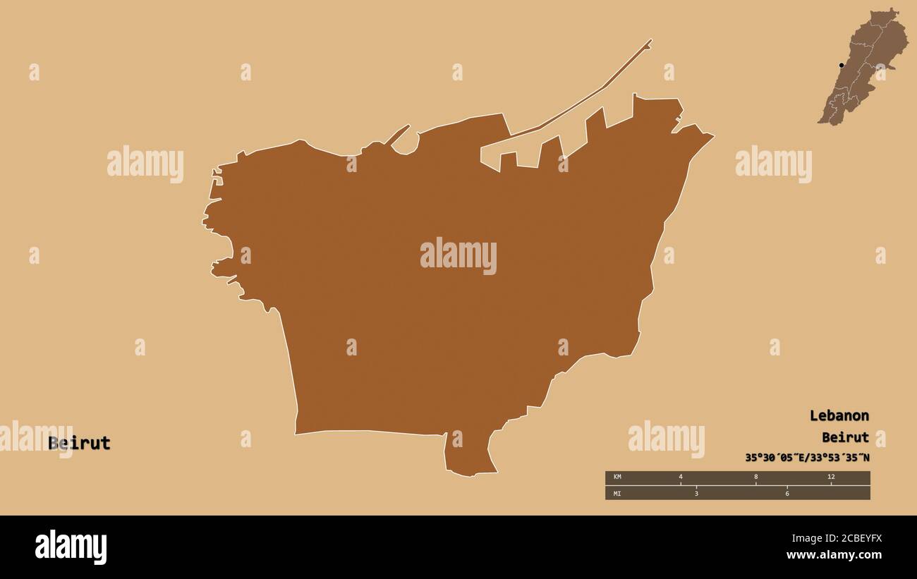 Shape of Beirut, governorate of Lebanon, with its capital isolated on ...