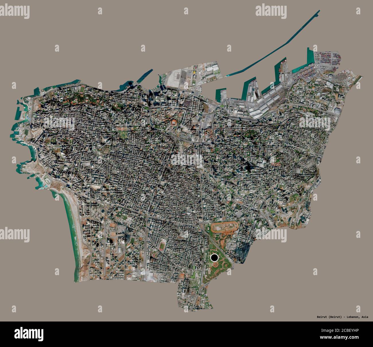 Shape of Beirut, governorate of Lebanon, with its capital isolated on a ...