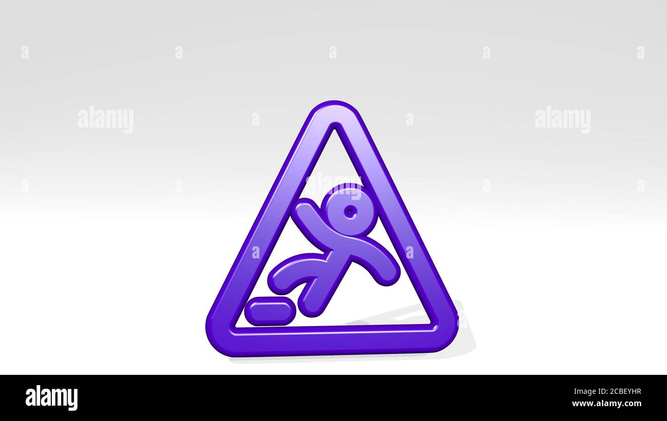 safety warning cliff 3D icon casting shadow - 3D illustration for ...
