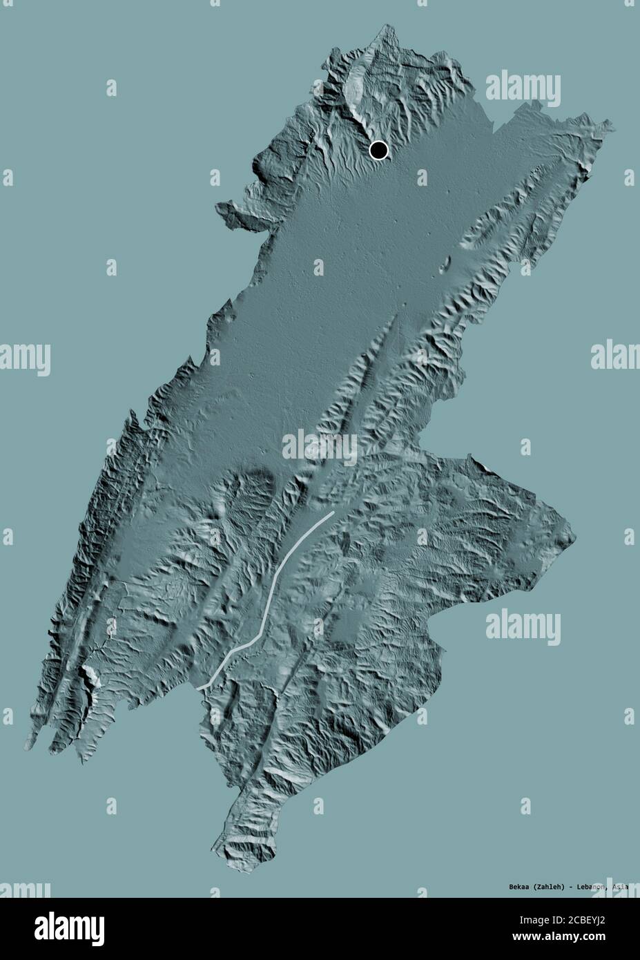 Shape of Bekaa, governorate of Lebanon, with its capital isolated on a ...