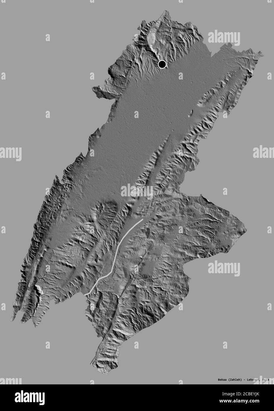 Shape of Bekaa, governorate of Lebanon, with its capital isolated on a ...