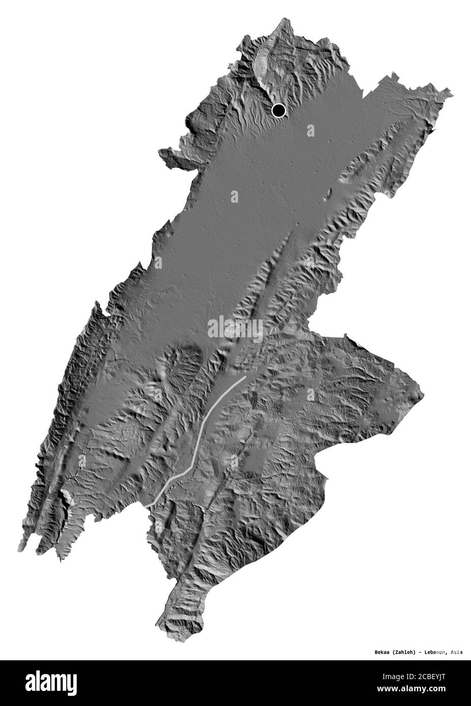 Shape of Bekaa, governorate of Lebanon, with its capital isolated on ...