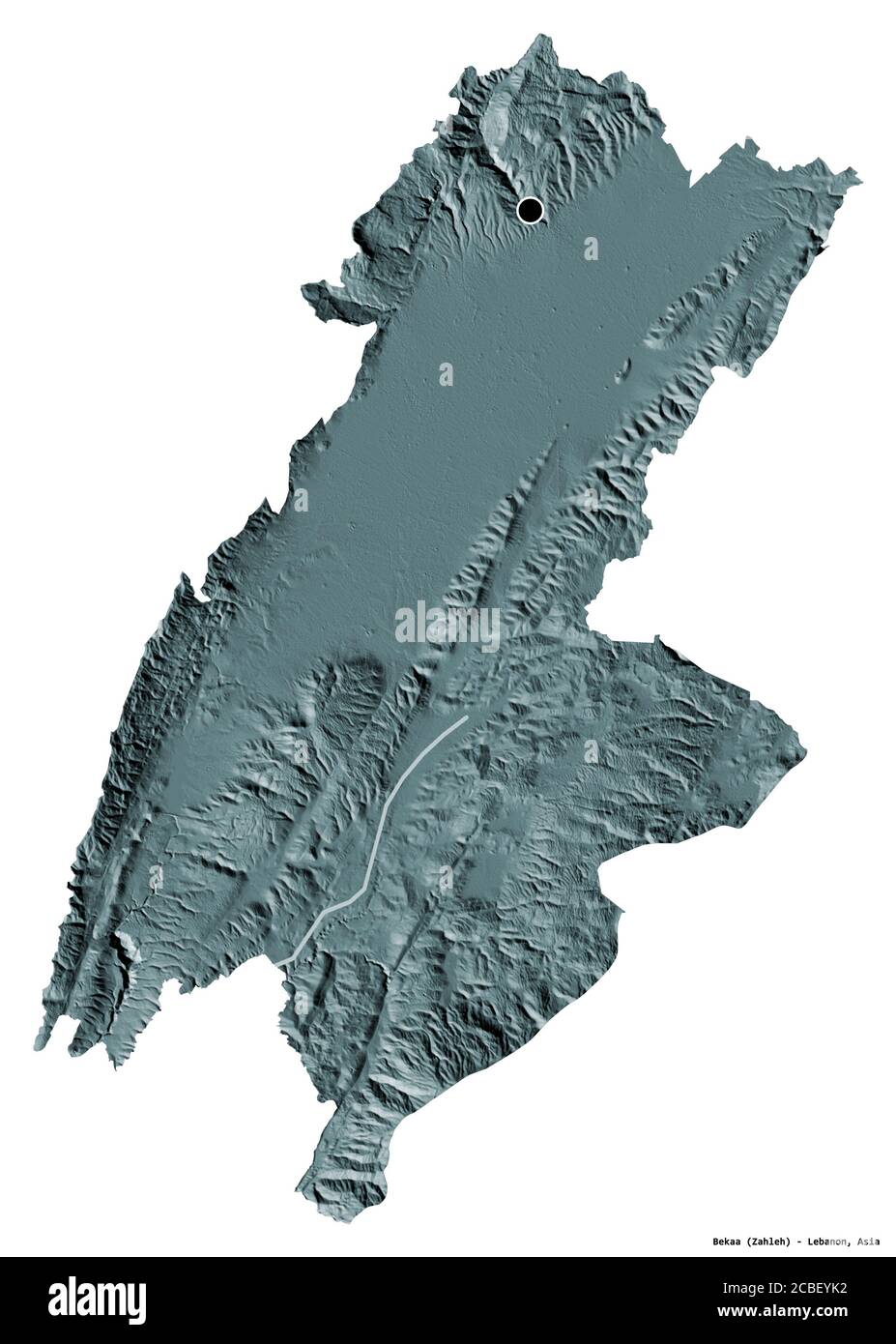 Shape of Bekaa, governorate of Lebanon, with its capital isolated on ...