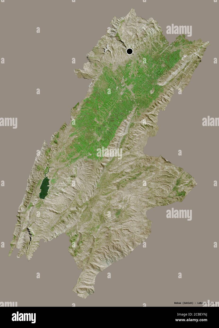 Shape of Bekaa, governorate of Lebanon, with its capital isolated on a ...