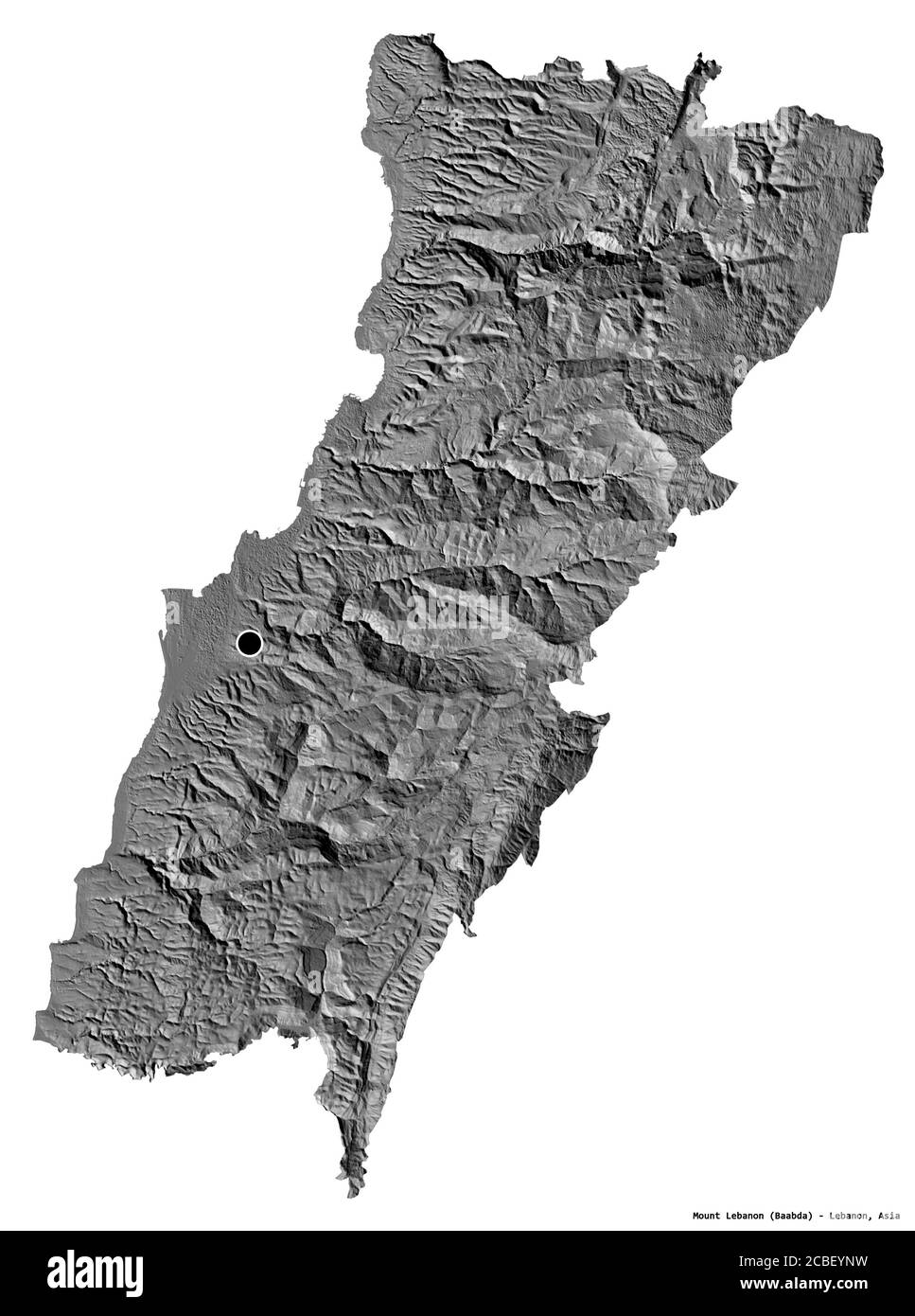 Shape of Mount Lebanon, governorate of Lebanon, with its capital ...