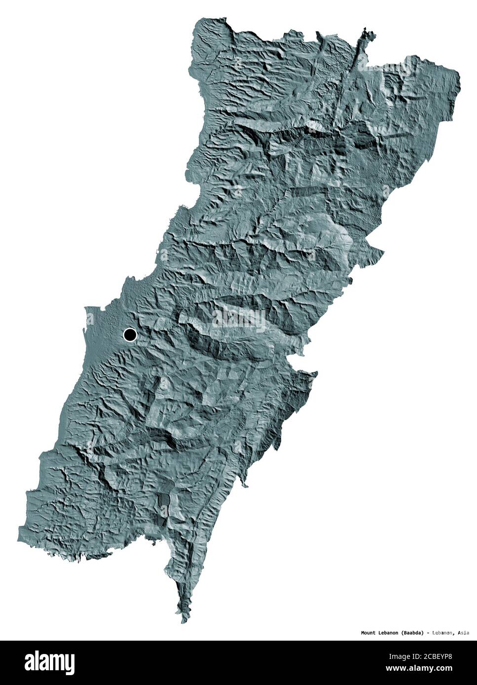 Shape of Mount Lebanon, governorate of Lebanon, with its capital ...