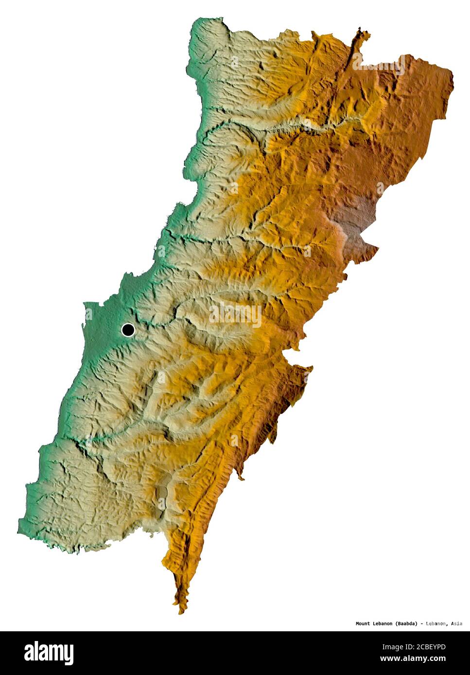 Shape of Mount Lebanon, governorate of Lebanon, with its capital ...