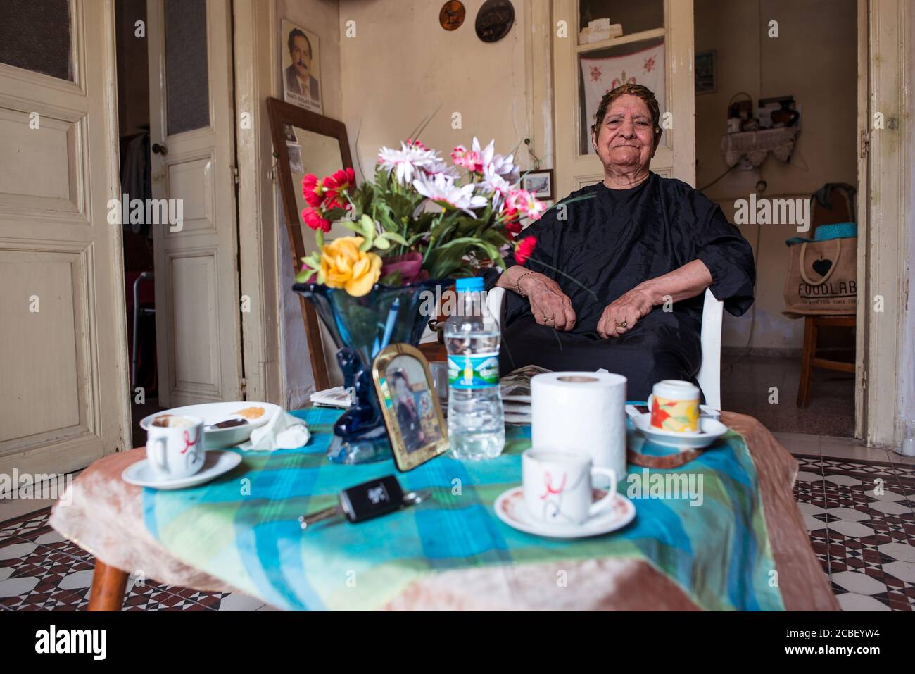 Nicosia / Northern Cyprus - August 15, 2019: nice old turkish woman ...