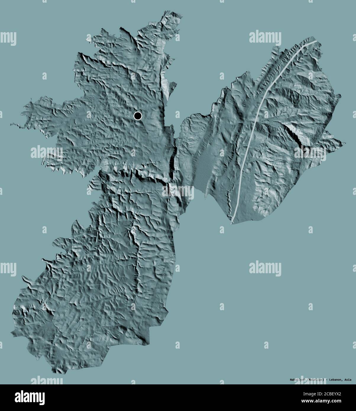Shape of Nabatiyeh, governorate of Lebanon, with its capital isolated ...