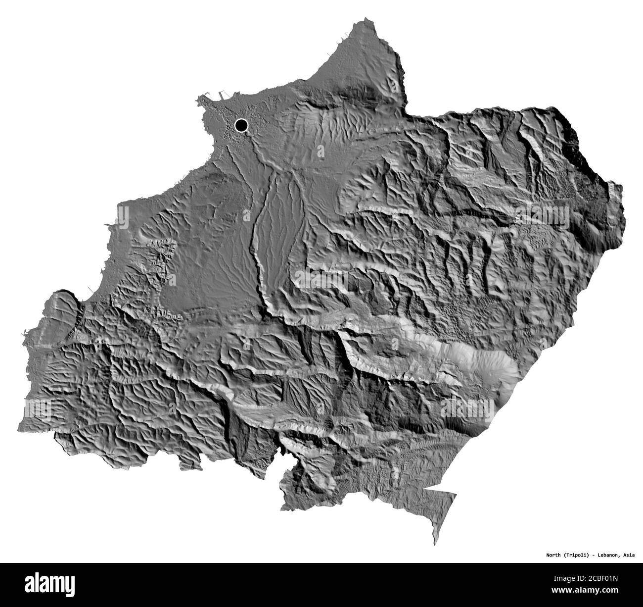 Shape of North, governorate of Lebanon, with its capital isolated on ...