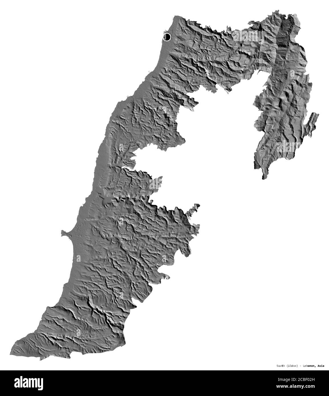 Shape of South, governorate of Lebanon, with its capital isolated on ...